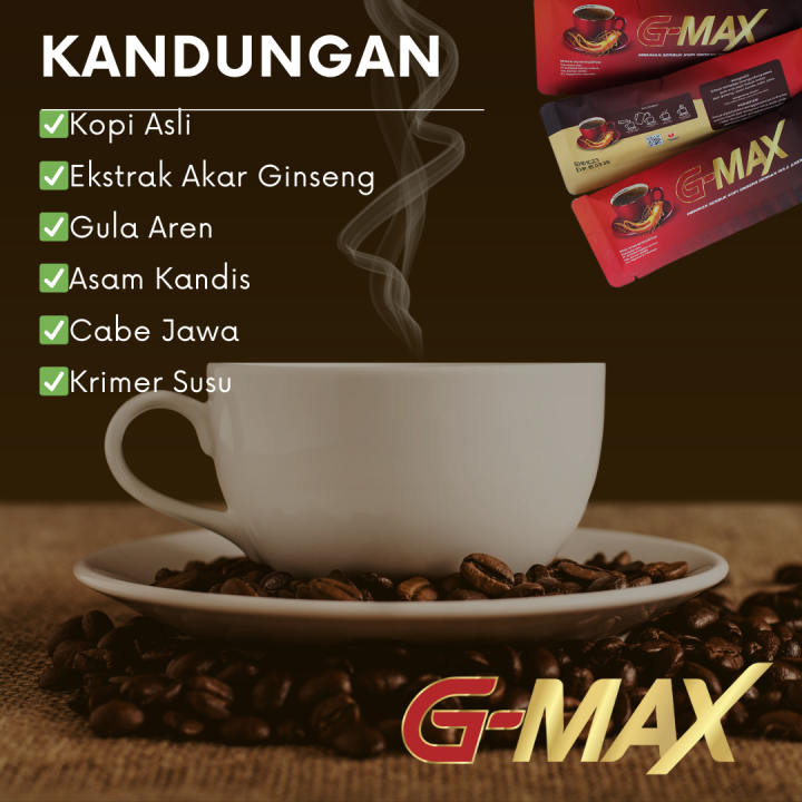 Kopi Jantan Pria G-MAX Coffee (10 sachet) Untuk Tahan Lama Penambah ...