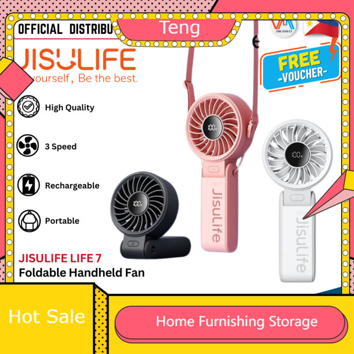 JISULIFE Life 7 Mini Fan Portable Handheld USB Rechargeable 3600mah ...