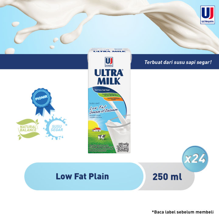Ultra Milk Susu UHT Low Fat Plain 250ml isi 24 pcs [Karton] | Lazada ...