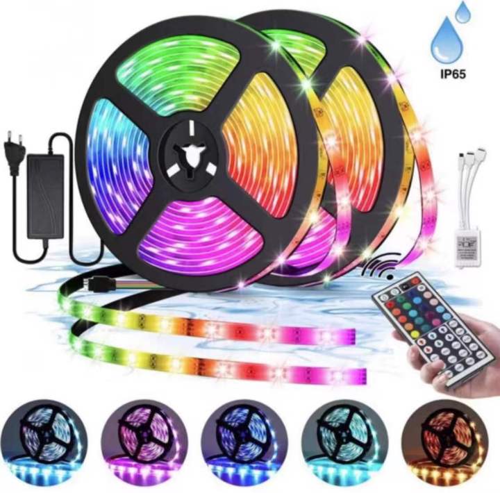 LED STRIP RGB 2835 10M 5050 10M WARNA WARNI IP65 AC 220V+ADAPTOR+REMOTE ...