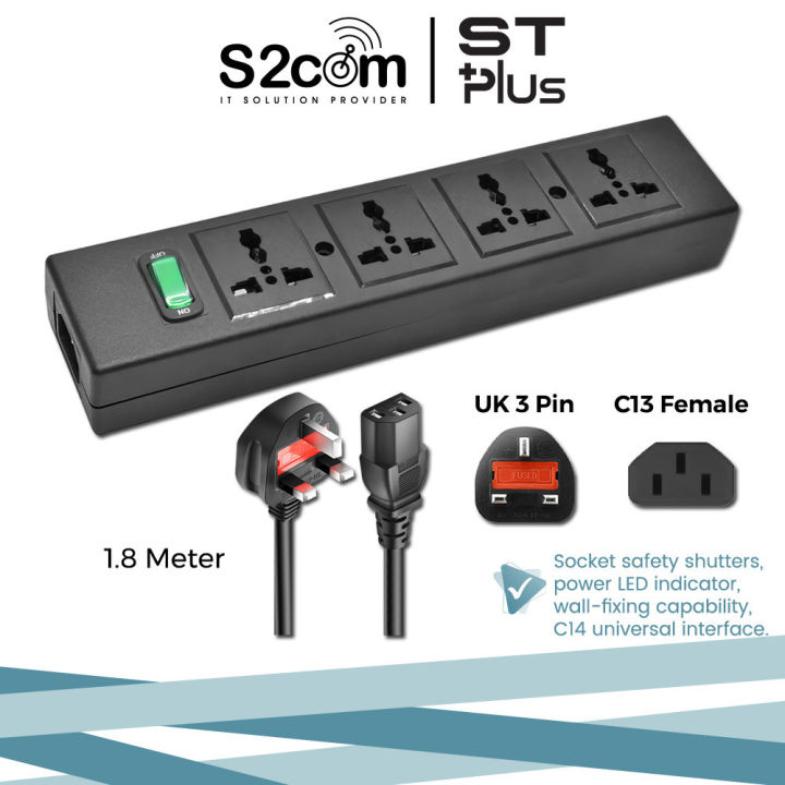 Universal Pdu Power Strip 4 Ways Socket Outlet Power Strip With Switch Led Indicator C14