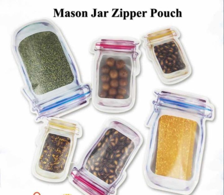 1PCS Food Reusable Zip Lock Storage Seal Bag PE Plastic Mason Jar ...