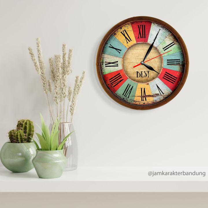 002 Jam Dinding Vintage Klasik Retro Minimalis Jam Karakter Bandung ...