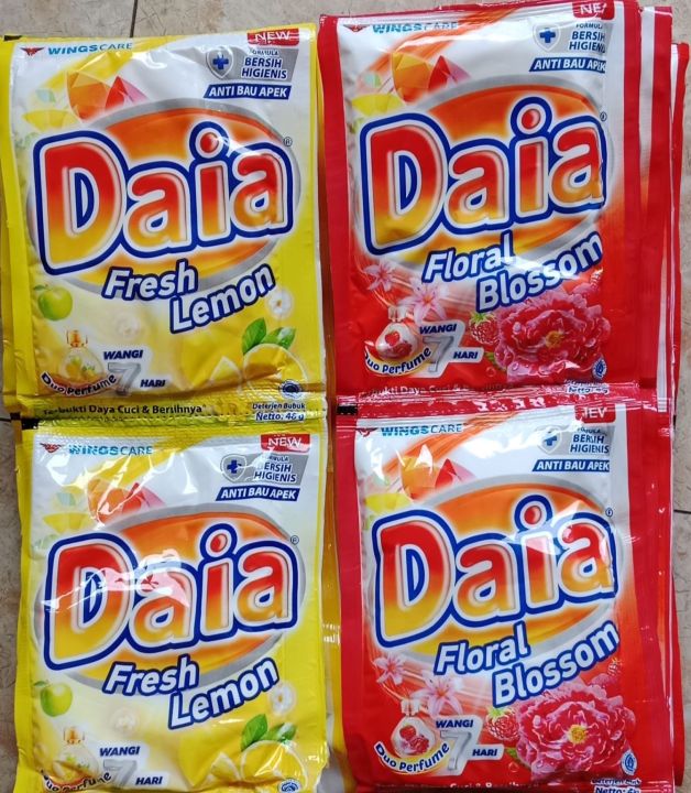 DAIA BUBUK DETERJEN DAIA 50g FLORAL BLOSSOM/FRESH LEMON 1 Renceng 6 Pcs ...