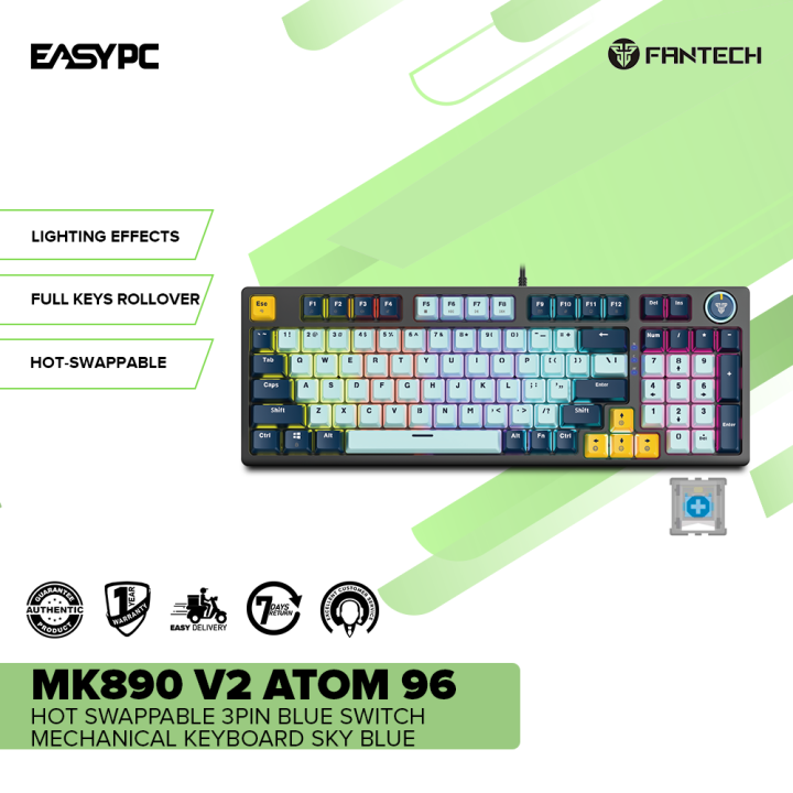 EasyPC | Fantech MK890 V2 Atom 96 Hot swappable 3pin Red / Blue switch ...