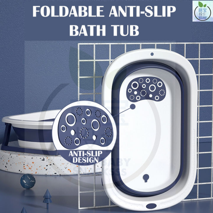 Cute Baby Snacksss Large Foldable Baby Bath Tub with Bath Net Bath ...