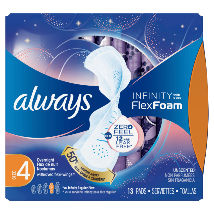 Always Infinity Sanitary Pads 30cm Overnight with Flexi Wings 13s ...
