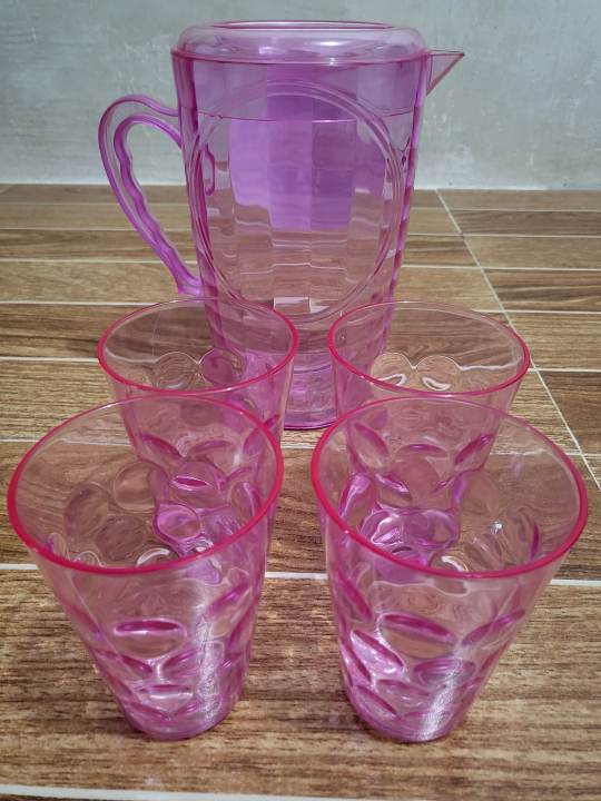 elegant crystal water pitcher with FREE 4 glasses / pitsel / liquid ...