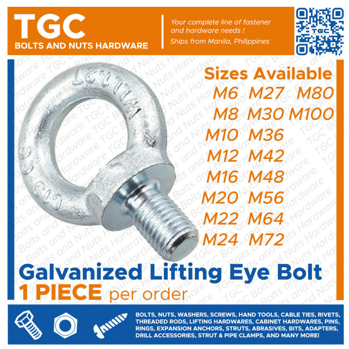 TGC 1PC GI Eye Bolt M6~M24 Lifting Eye Bolt Zinc Plated GI | Lazada PH