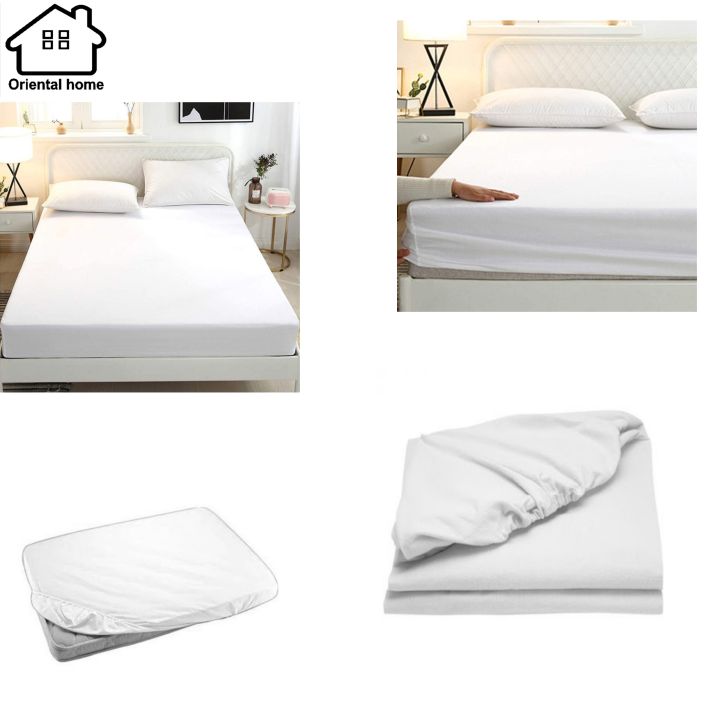 Plain White Cotton Bedsheets Garterized Edge Bedsheet For Bedroom Home ...