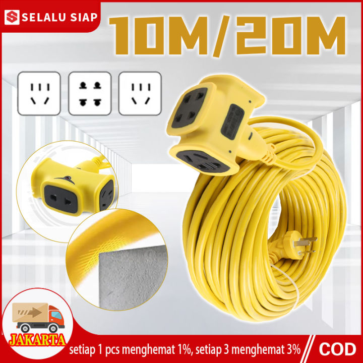 Soket Kabel Extension Cord Extra-long Plug-in Strip 10M/20M Electric ...