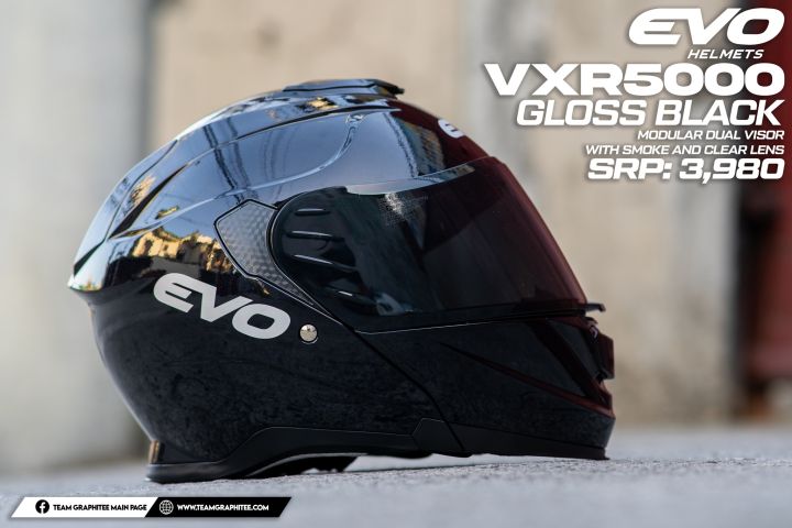 EVO VXR 5000 GLOSSY BLACK (SMOKE LENS) MODULAR DUAL VISOR WITH SMOKE ...