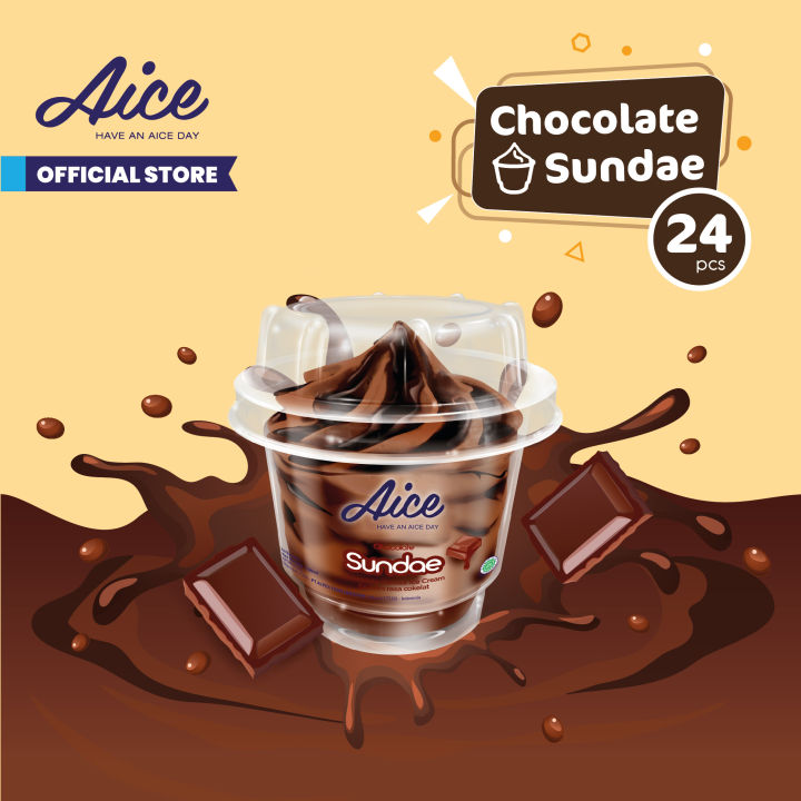 Aice Ice Cream Chocolate Sundae Cup Es Krim 1 Karton (isi 24 pcs ...