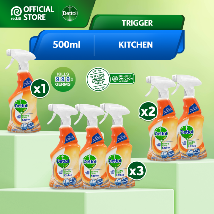 Dettol Trigger Healthy Clean Kitchen Spray 500ml/ 500ml x2/500ml x3 | Lazada