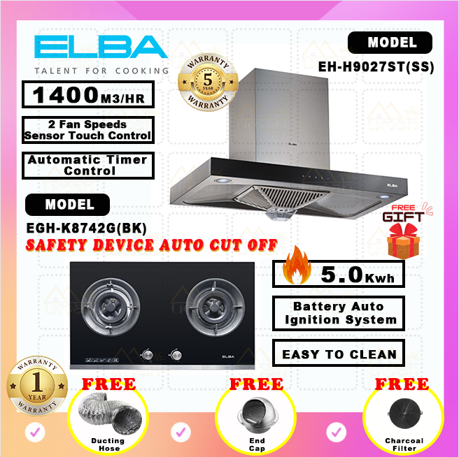 ELBA 9027 Cooker Hood Kitchen Hood With Cooker Hob Gas Cooker Dapur ...