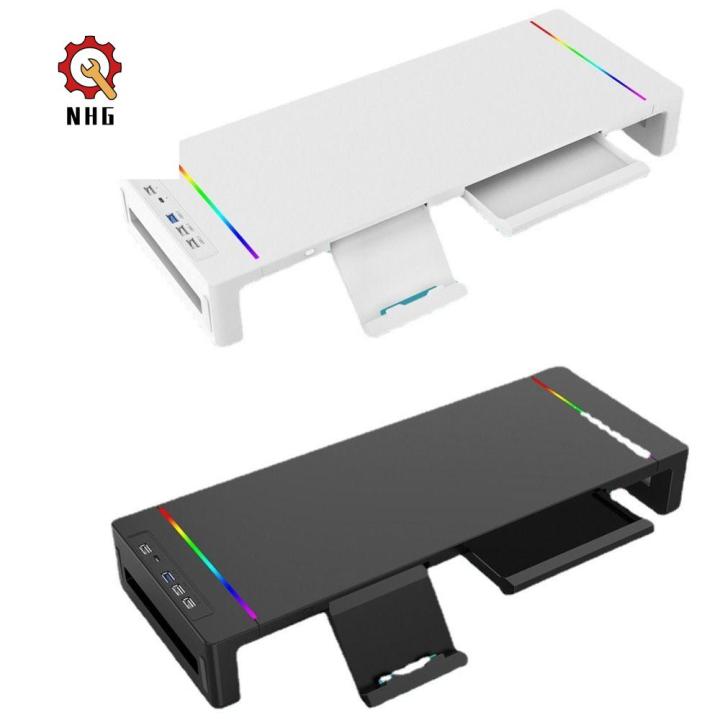 NHG Foldable Monitor Stand Riser with USB USB 3.0 2.0 Hub RGB Lights ...
