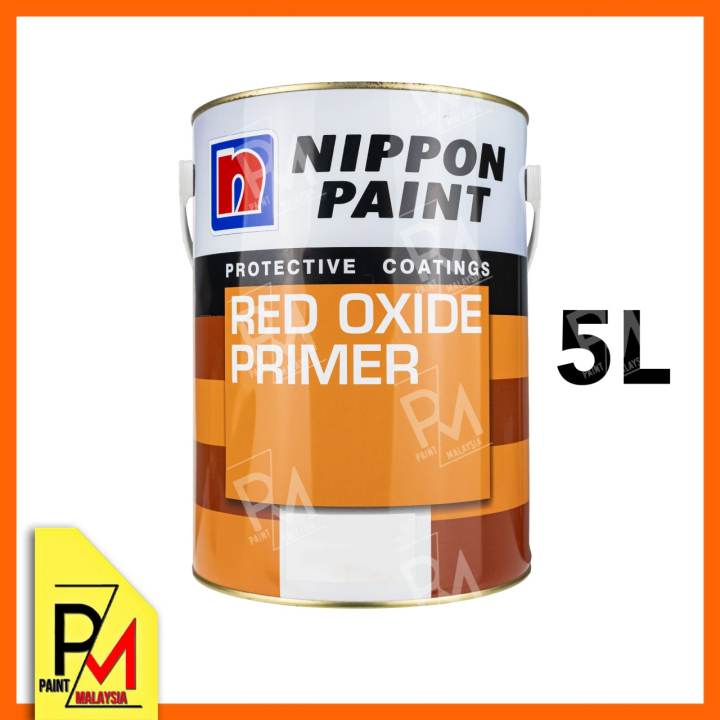 NIPPON PAINT Red Oxide Primer 5L Metal Primer Anti-Rust Undercoat Steel ...