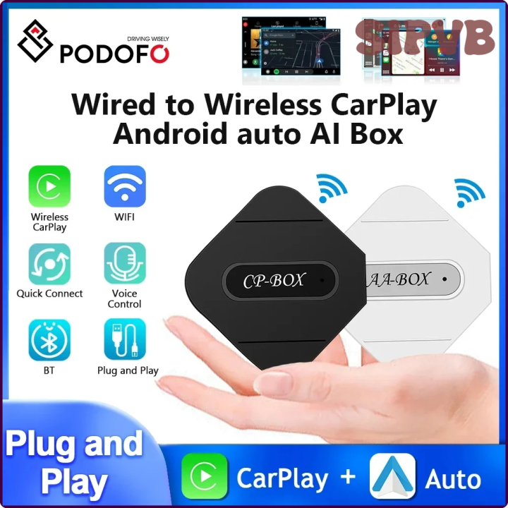 SIPVB Podofo Carplay Dongle Wireless Carplay USB AI Box Android Auto AI ...