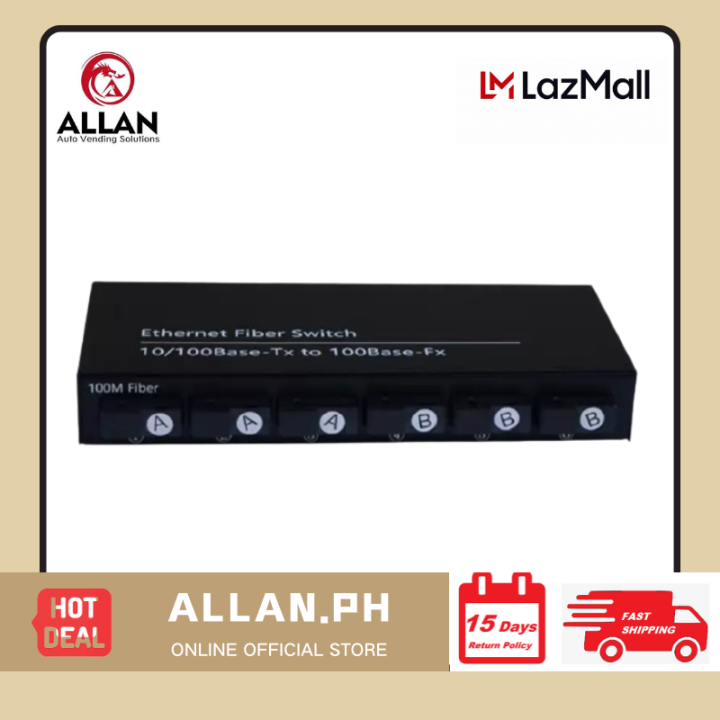 Allan Ethernet Fiber Switch 6 SC Port 2 RJ45 10 / 100M Ethernet Switch ...