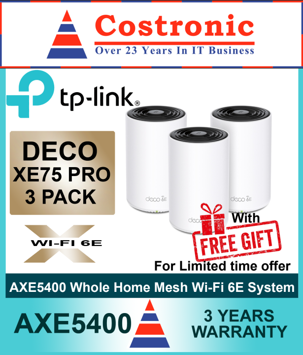 Local warranty TP-Link Deco XE75 / XE75 Pro (2-Pack / 3-Pack) AXE5400 Tri Band Gigabit OFDMA MU ...