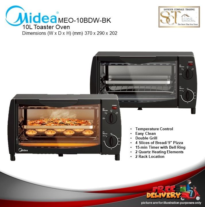 Midea MEO-10BDW-BK 10L Toaster Electric Oven | Lazada Singapore