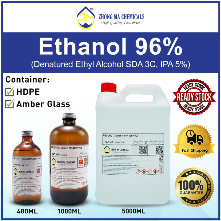 Ethanol Alcohol 96% (Ethyl Rubbing Alcohol, Disinfectant, Denatured ...