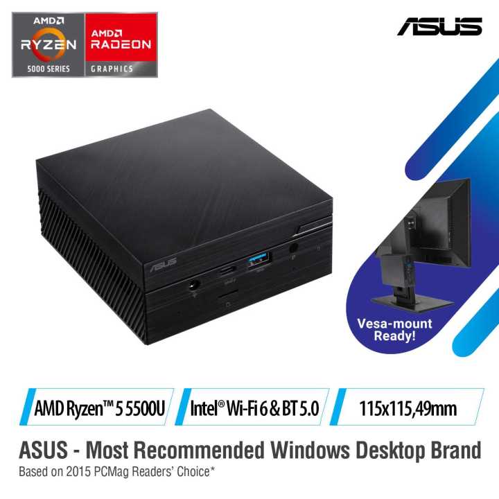 ASUS MINI PC PN51-S1-B-B5215MD Barebone - AMD RYZEN 5 5500U, HDMI, DP ...