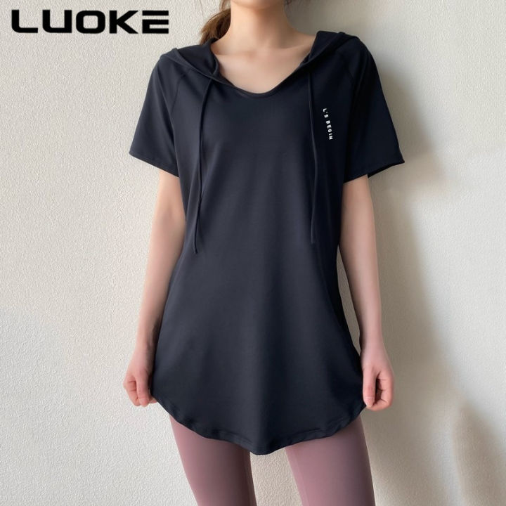 Luoke โยคะสำหรับสตรีกระชับแห้งเร็วแขนสั้นเสื้อยืด Running Training ชุด ...