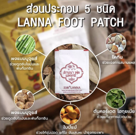 Lanna Foot Patch ล้านนา ฟุตแพทซ์ แผ่นแปะเท้า (10แผ่น/ซอง) | Lazada.co.th