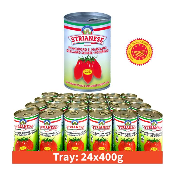 Strianese Italian SAN MARZANO DOP Peeled Tomatoes - Tray 24x400g - by ...