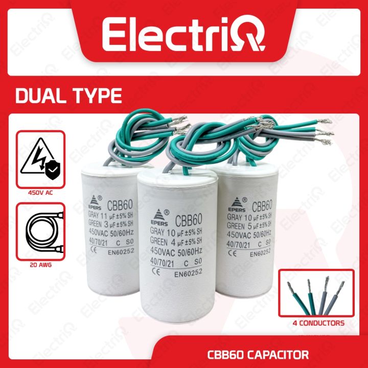 Electriq l Epers Dual Capacitor CBB60 Running Capacitor Washing Machine ...