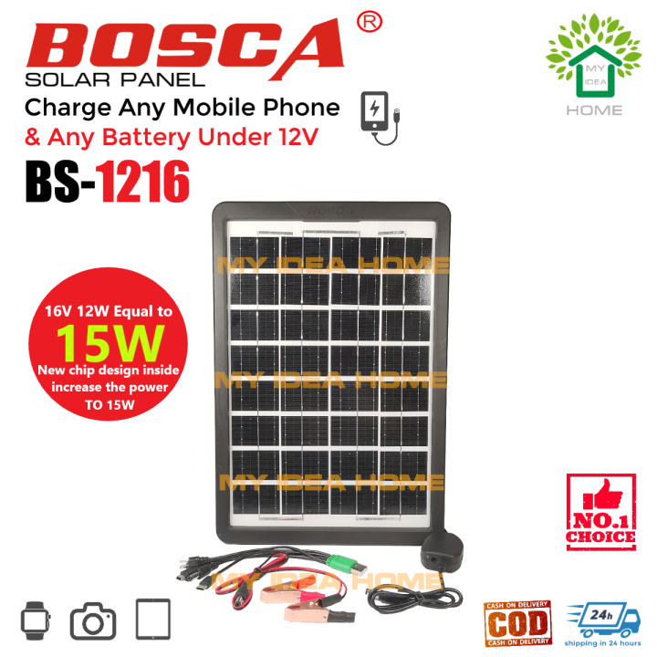 Bosca Solar Panel Charger with 5 TYPE USB CABLE And Battery clip ...