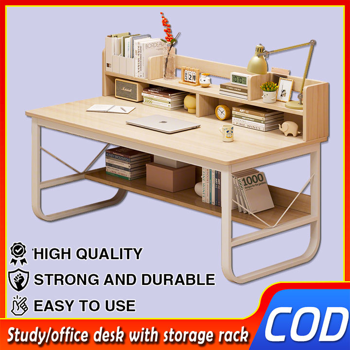 Study Table 80/100/120cm Computer Table Office Desk with Bookshelf ...