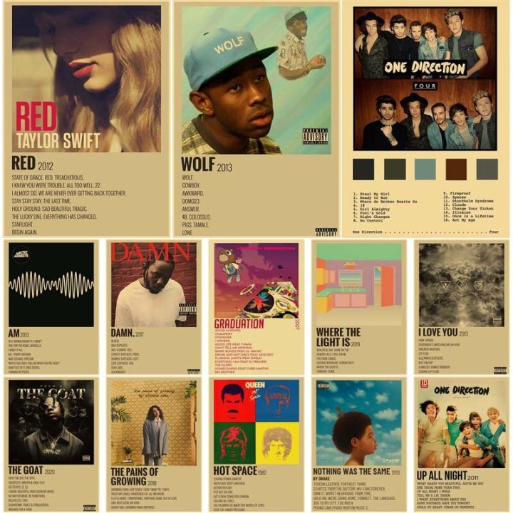 Retro Kraft Paper Pop Singer Poster Music Band Album Poster Modern Home ...