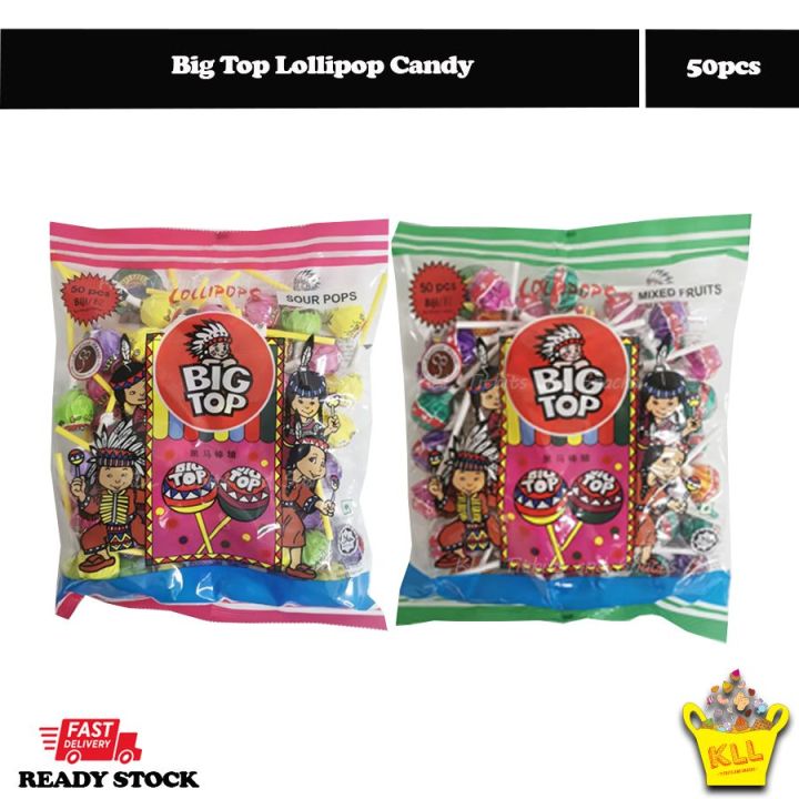 Big Top Lollipop Candy (Mix Fruits/ Sour) - 50pcs | Lazada