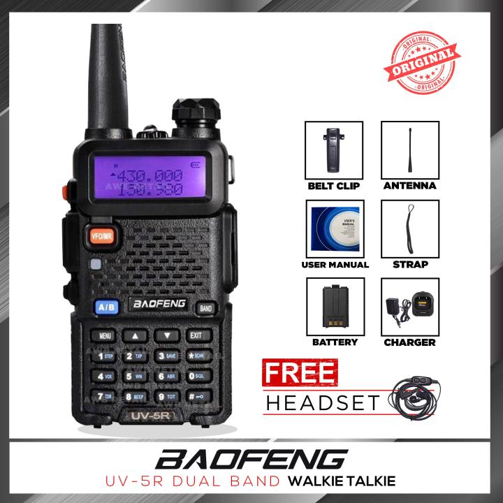 Baofeng UV 5R Dual Band UHF/VHF High Power Two Way Radio 8W With Free ...