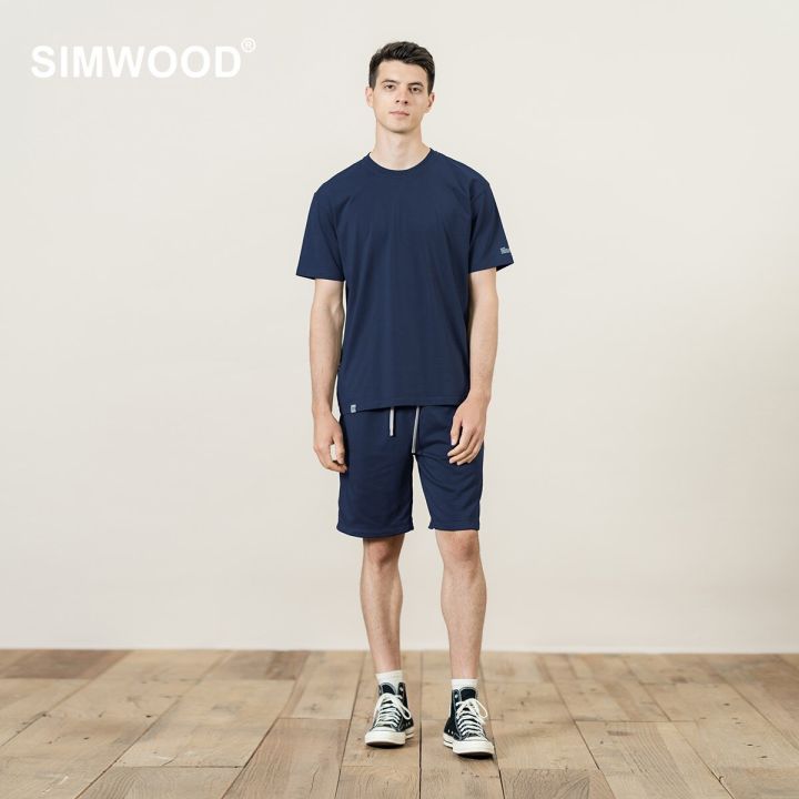 SIMWOOD 2023ฤดูร้อนเสื้อยืดผู้ชาย2ชิ้นชุดวอร์มสำหรับฤดูร้อนชุดแขนสั้นกางเกงขาสั้นชุดจ๊อกกิ้งชุด ...