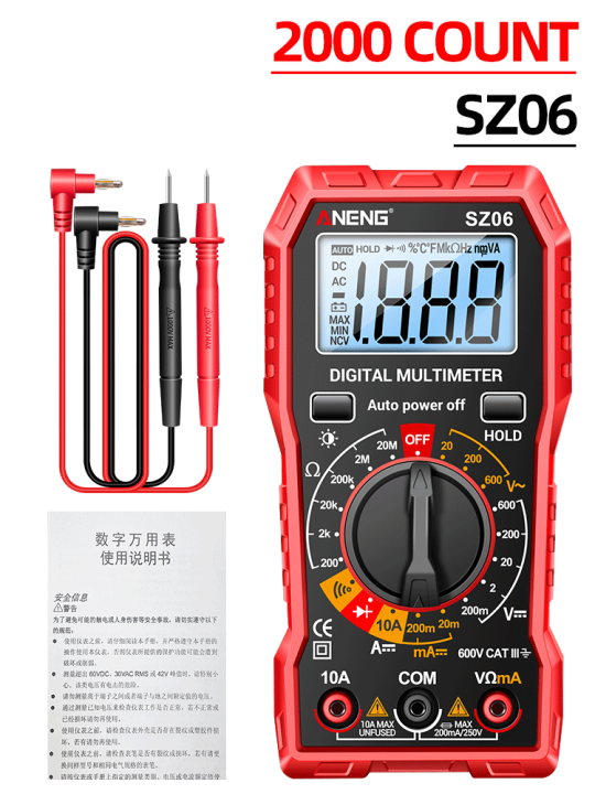 ANENG SZ06 Multimeter Voltage DC Current Diode Ohm Professional Smart ...
