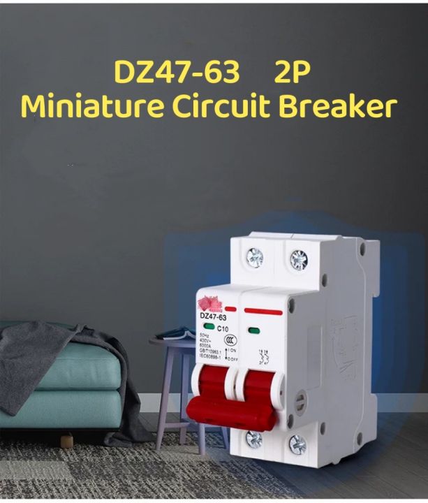 Electric Circuit Breaker DZ47-63 2P C10A，16A,20A,25A,32A,40A,50A,63A | Lazada PH