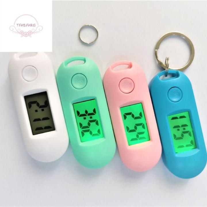 TFHDFHRG Luminous Digital Electronic Clock Keychain Key Display Oval ...