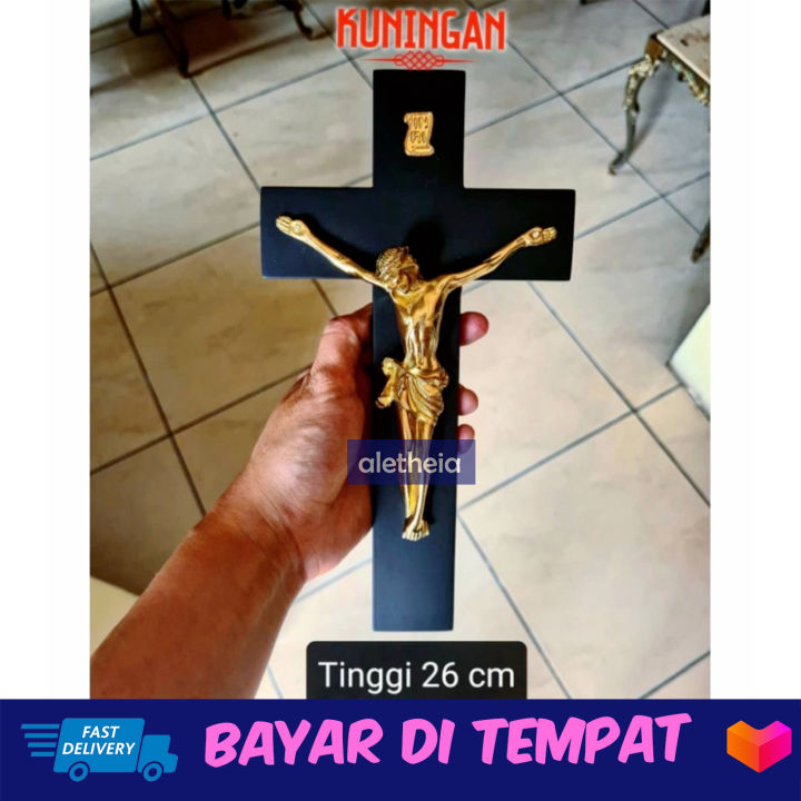Salib Dinding Yesus Bahan Kayu Corpus Kuningan | Lazada Indonesia