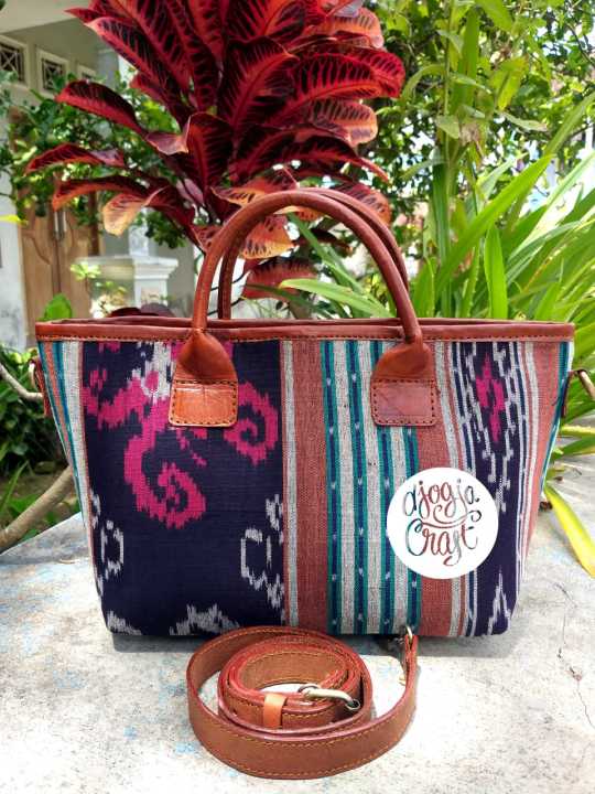 Djogja Klasik Tas Kulit WB Tanpa Sekat Kombinasi Tenun | Lazada Indonesia