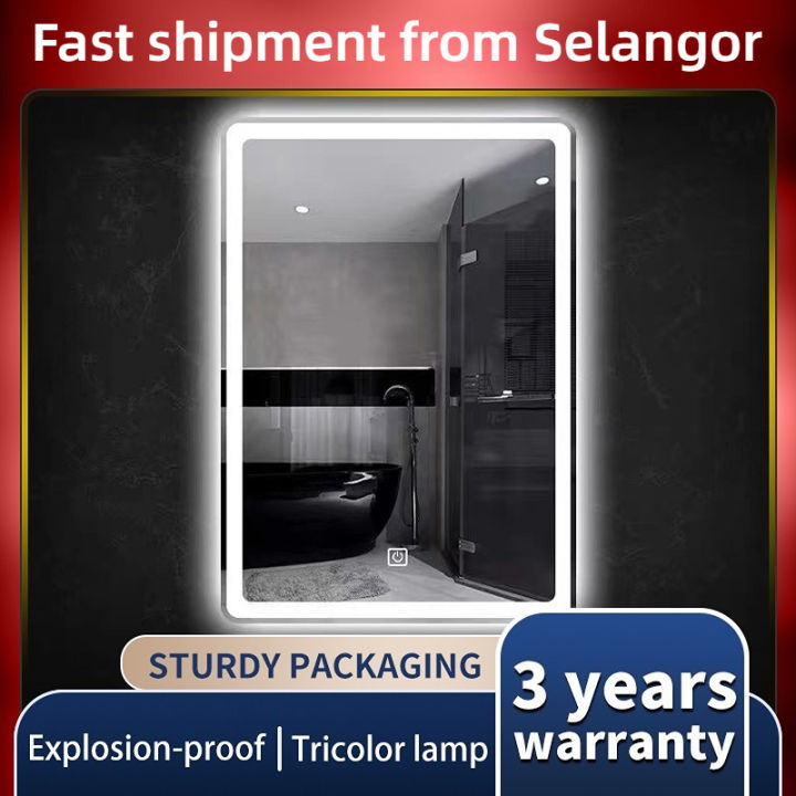 LED Bathroom Mirror with lamp mirror for bathroom Tri-color stepless ...