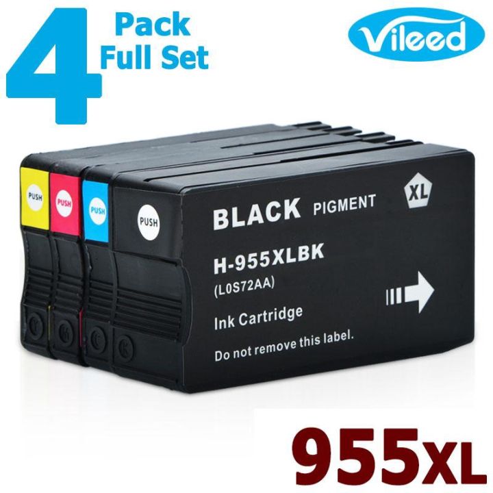 Vileed 955Xl Ink Cartridge 955 Xl Black Cyan Magenta Yellow High Yield ...
