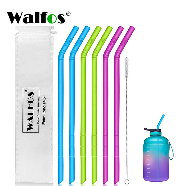 WALFOS 14.5 inch Extra Long Reusable Silicone Straws, Big Sizes ...