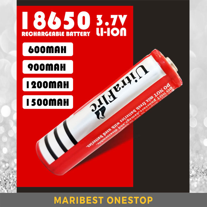18650 BUTTON TOP RECHARGEABLE BATTERY 600 / 900 / 1200 / 1500mAh 3.7V ...