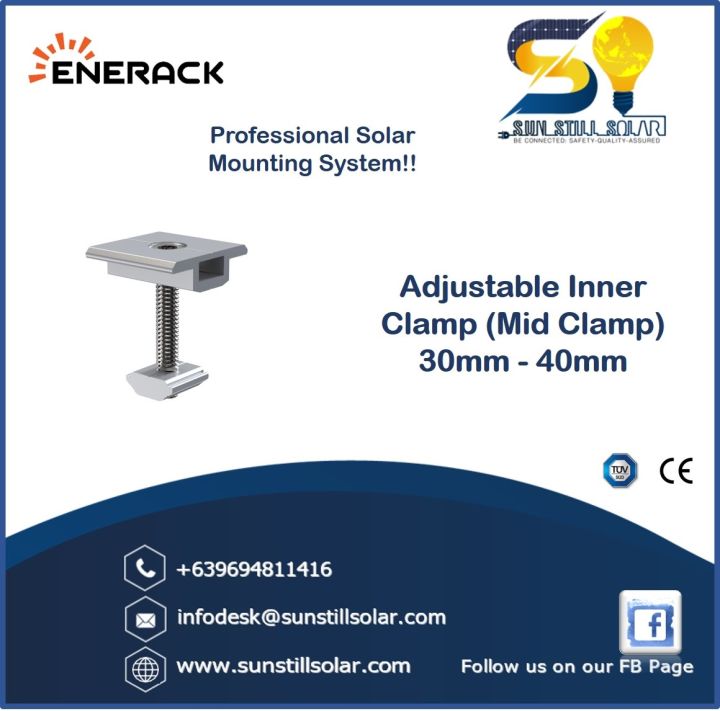 ADJUSTABLE INNER CLAMP (MID CLAMP) 30mm-40mm / SOLAR PV MOUNTING ...