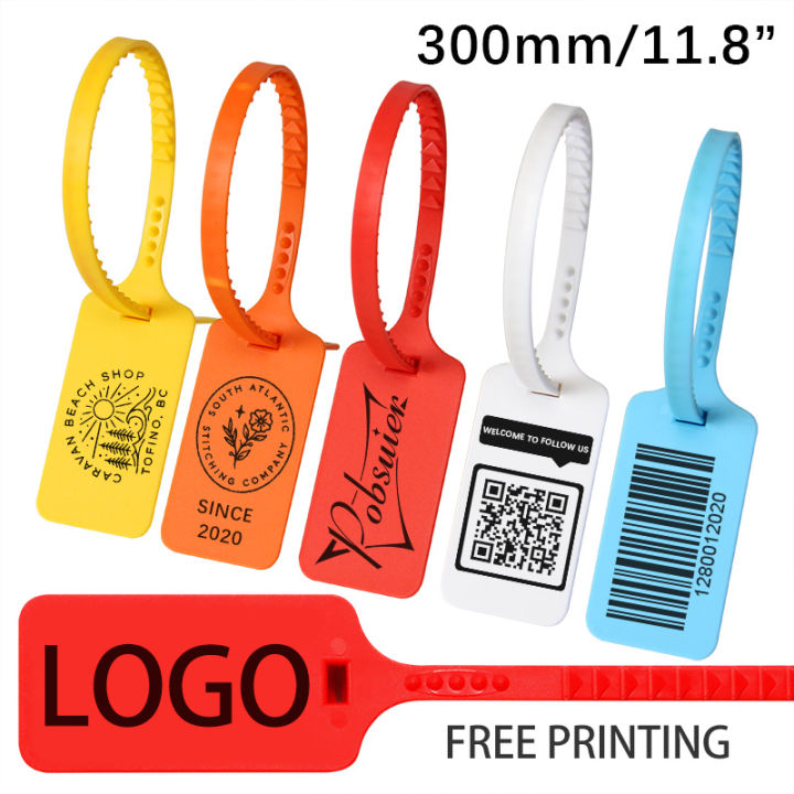100pcs Custom Logo Tag Zip Ties Off Labels White Plastic Security ...