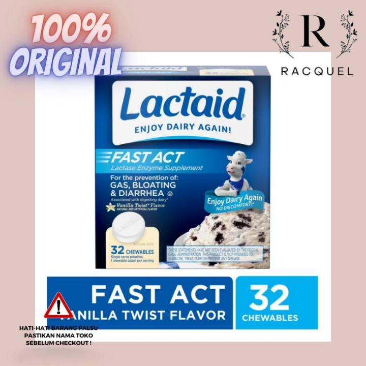 Lactaid Fast Act Lactase Enzyme Untuk Intoleransi Laktosa Chewables ...