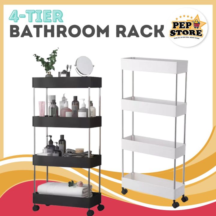 Pep Store 4-Tier Bathroom Rack | Rolling Shelving Rack | Lazada PH